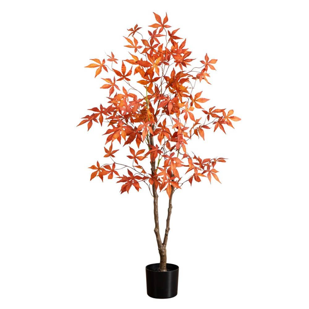 Nearly Natural 4 ft. Autumn Japanese Maple Artificial Fall Tree T5302 ...