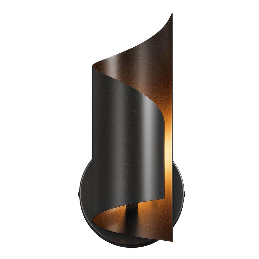 Merra 1-Light 4.1 in. Dark Brown Modern Wall Sconce Light Fixture with ...