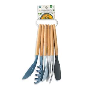 Core Kitchen Mixed Color 6 Pieces Beechwood and Silicone Utensil Set ...