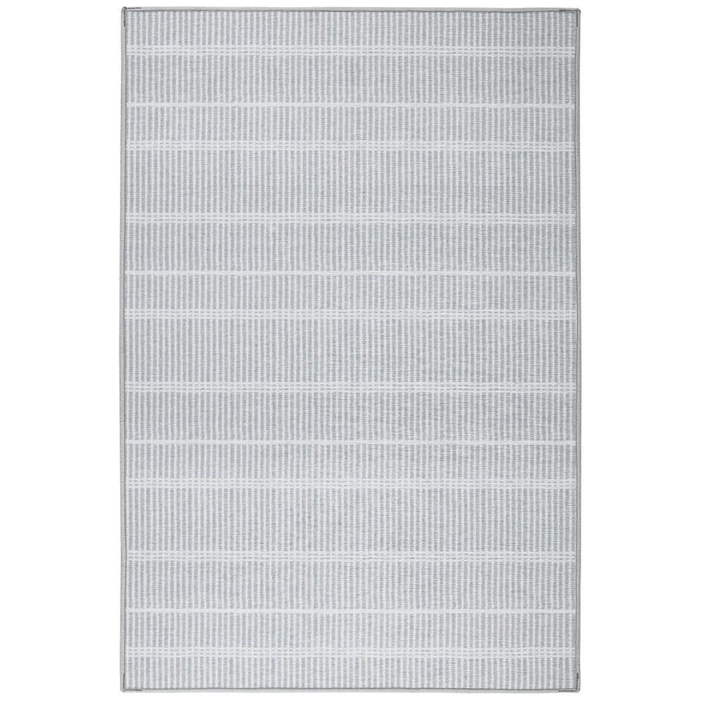DASH & ALBERT Samson Machine Washable Grey 2.6 ft. x 8 ft. Indoor Area ...