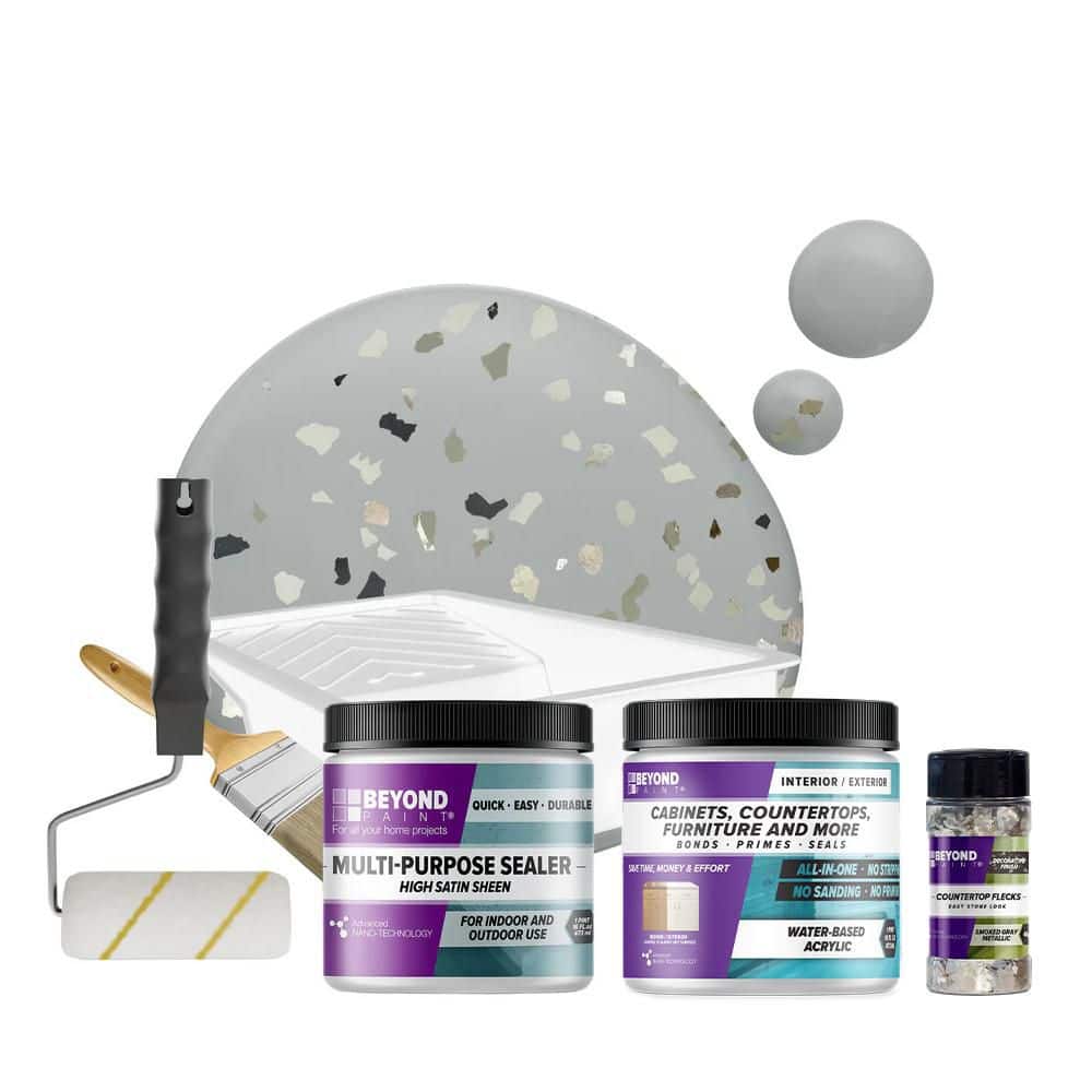 BEYOND PAINT BEYOND PAINT Soft Gray Countertop Kit with Smoked Gray ...