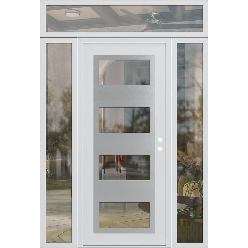 Tessari Doors C2 68 in. x 96 in. Silver P-Left-Hand/Inswing Clear Glass ...