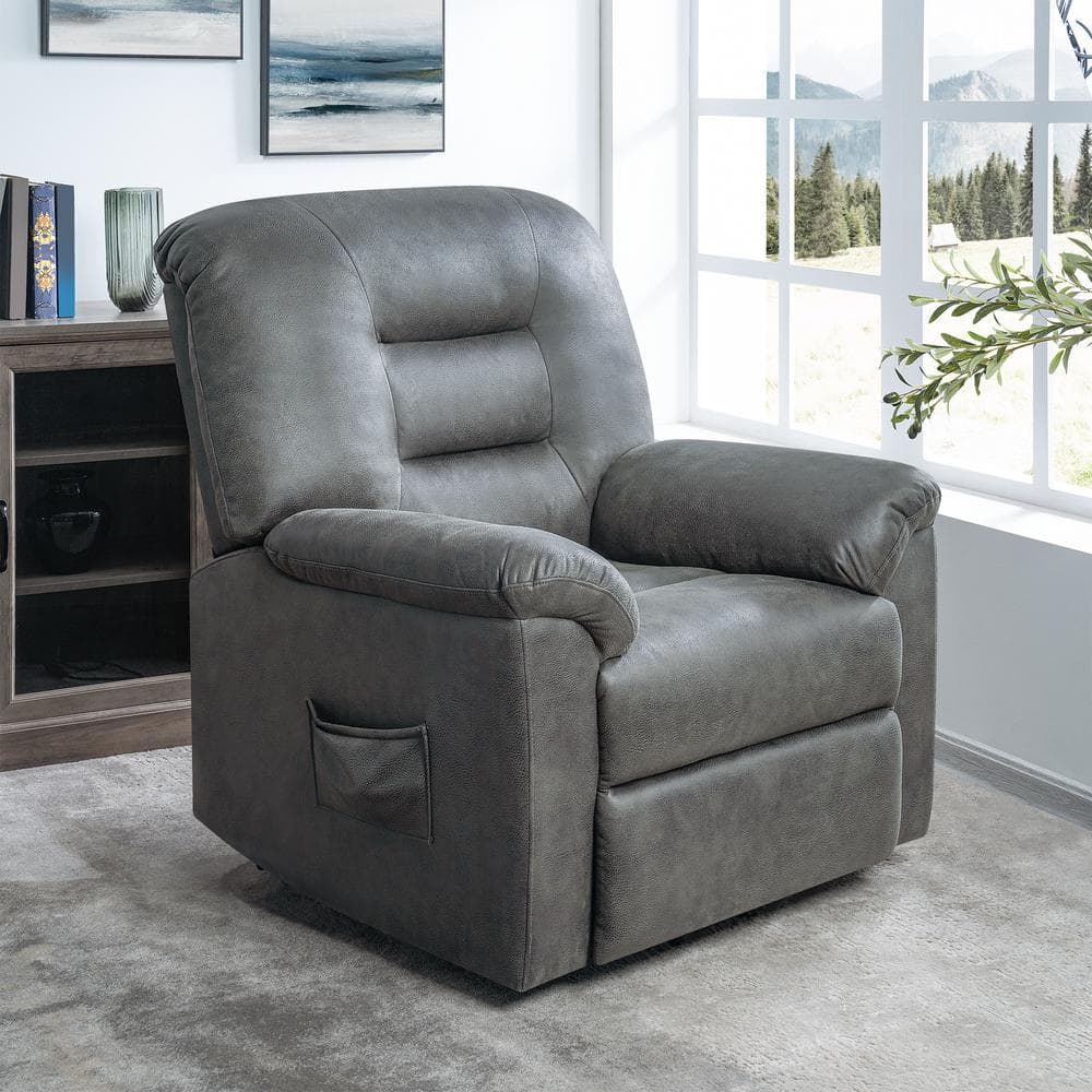 HOMESTOCK Gray Power Lift Recliner Chair with Massage, Electric ...