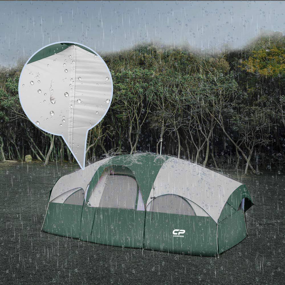 Dark Green 8-Person Weather Resistant Camping Tent with 5 Large Mesh ...