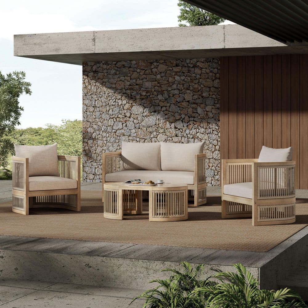 CHRISTOPHER KNIGHT HOME Remy Village Outdoor 4-Piece Solid Wood and ...