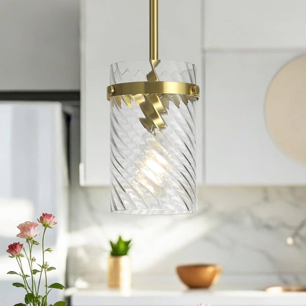 Henveton Modern Industrial 1-Light Pendant Light with Gold Metal and ...