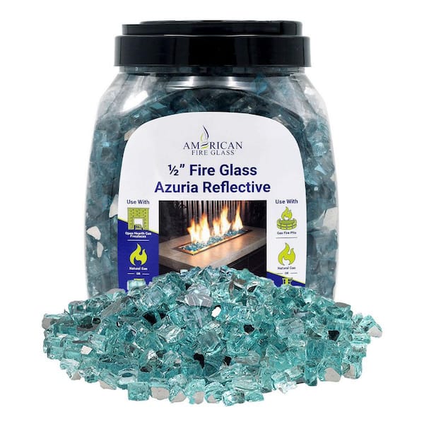 American Fire Glass 1/2 in. Azuria Reflective Fire Glass-10 lb. Jar AFF ...
