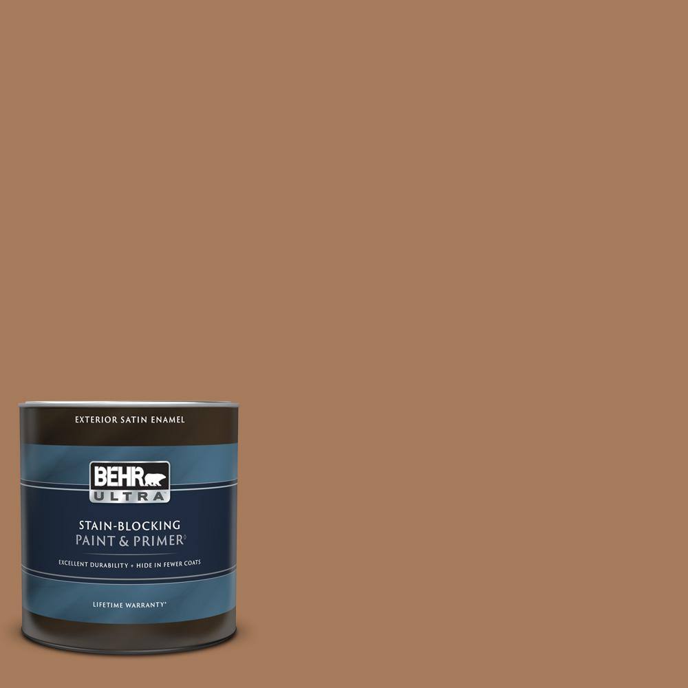 BEHR ULTRA 1 qt. #260F-6 Smokey Topaz Satin Enamel Exterior Paint ...