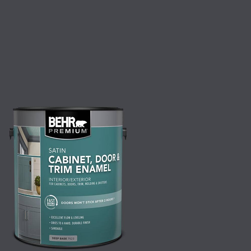 BEHR PREMIUM 1 gal. #PPU26-23A Dark Secret Satin Enamel Interior ...