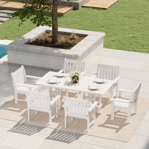 WESTIN OUTDOOR Laguna 7-Piece Poly Plastic Outdoor Patio Rectangle ...