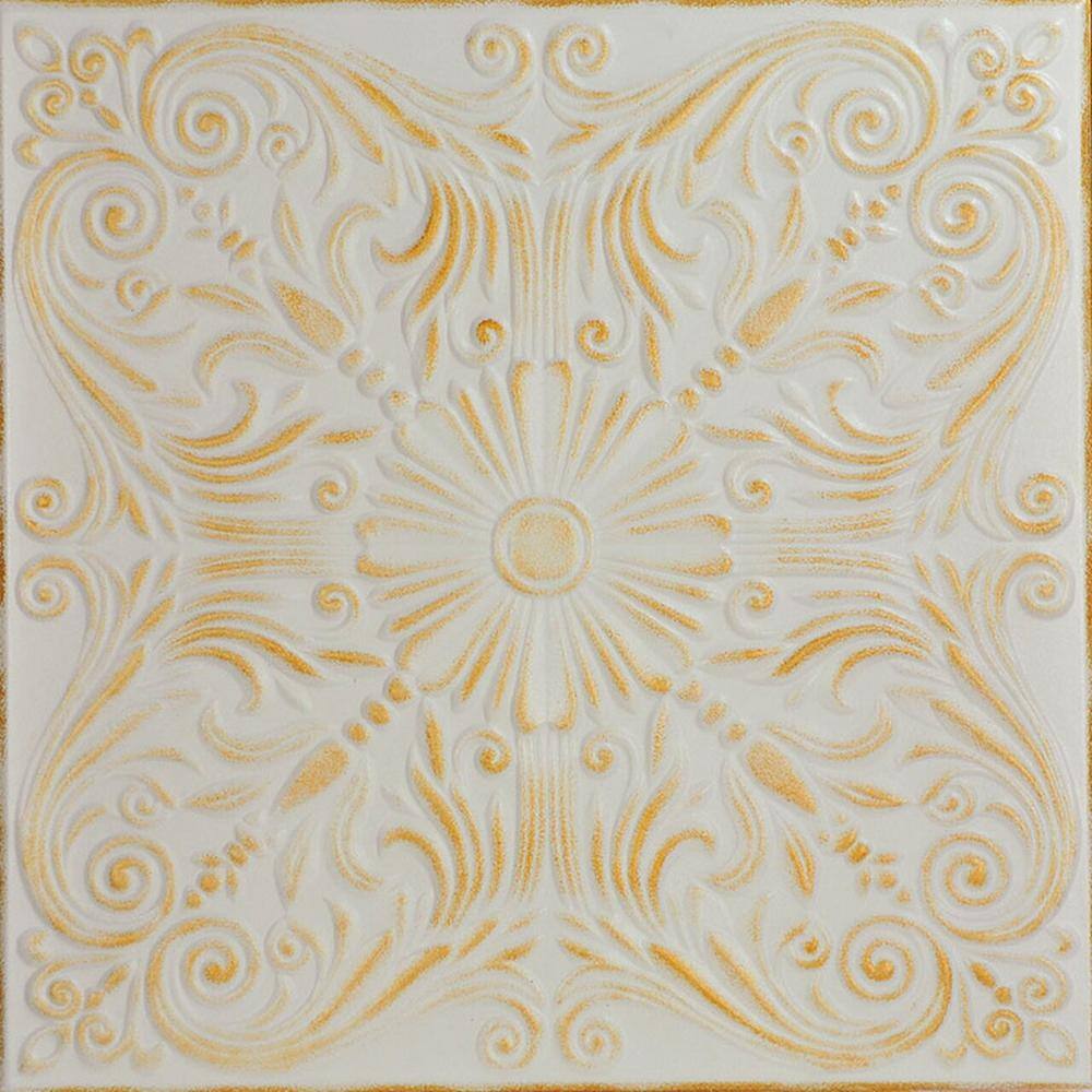 A La Maison Ceilings Spanish Silver White Washed Gold 1.6 ft. x 1.6 ft ...