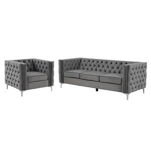 Morden Fort Modern Contemporary 2 Piece of Accent Chair and Sofa Set with Deep Button Tufting ...