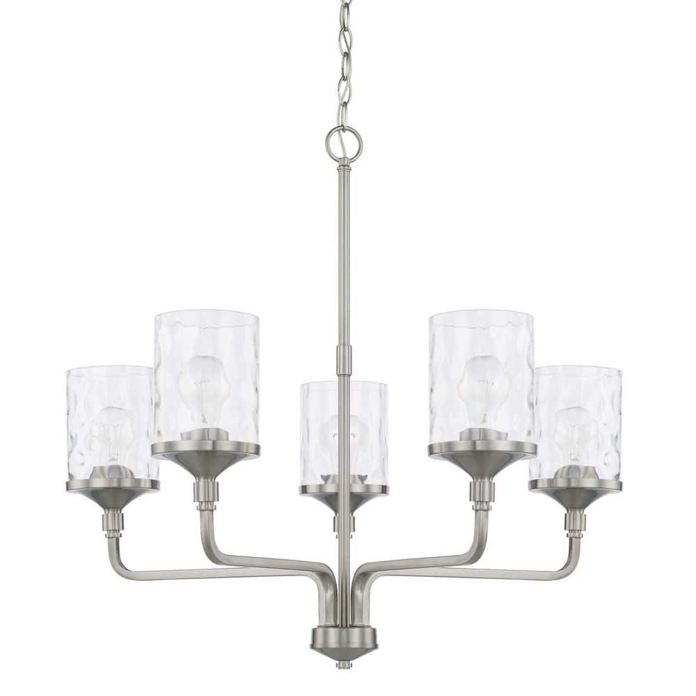 HOMEPLACE LIGHTING Colton 28 in. W x 26.5 in. H 5-Light Clear Water ...