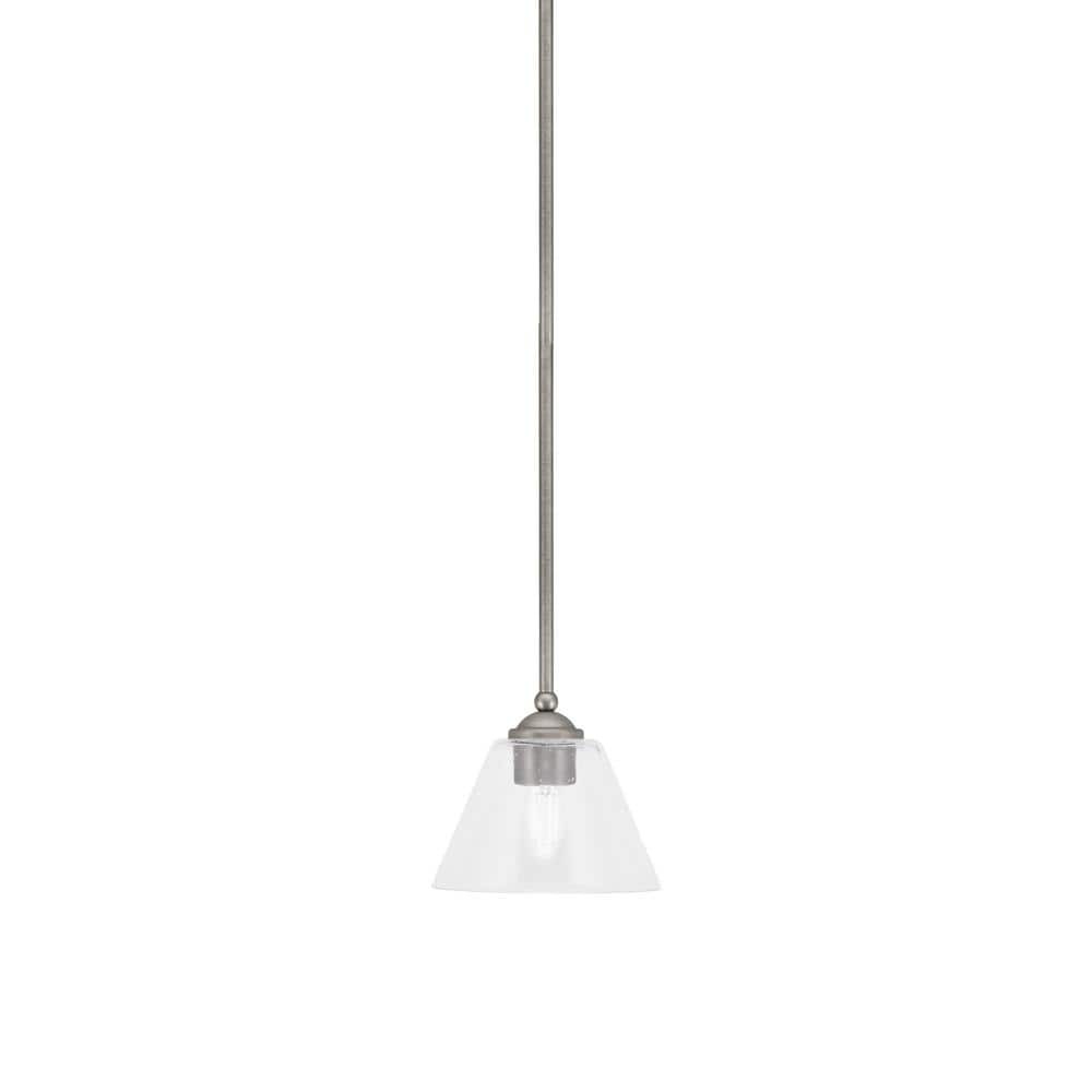 Clevelend 1-Light Graphite Stem Mini Pendant Light with Clear Bubble ...