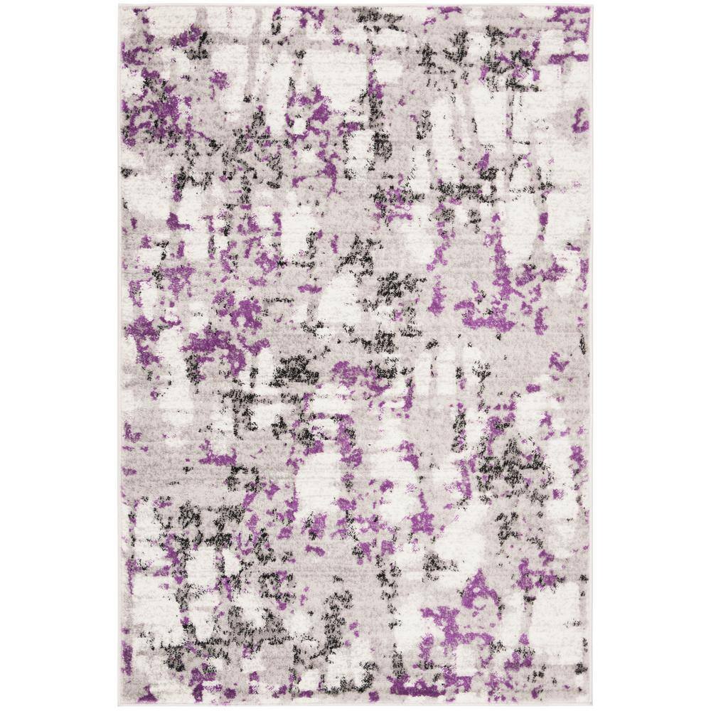 SAFAVIEH Skyler Gray/Purple Doormat 3 ft. x 5 ft. Geometric Area Rug ...