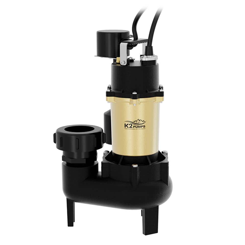 K2 1/2 HP Heavy-Duty Cast Iron Sewage Pump with Piggyback Vertical ...