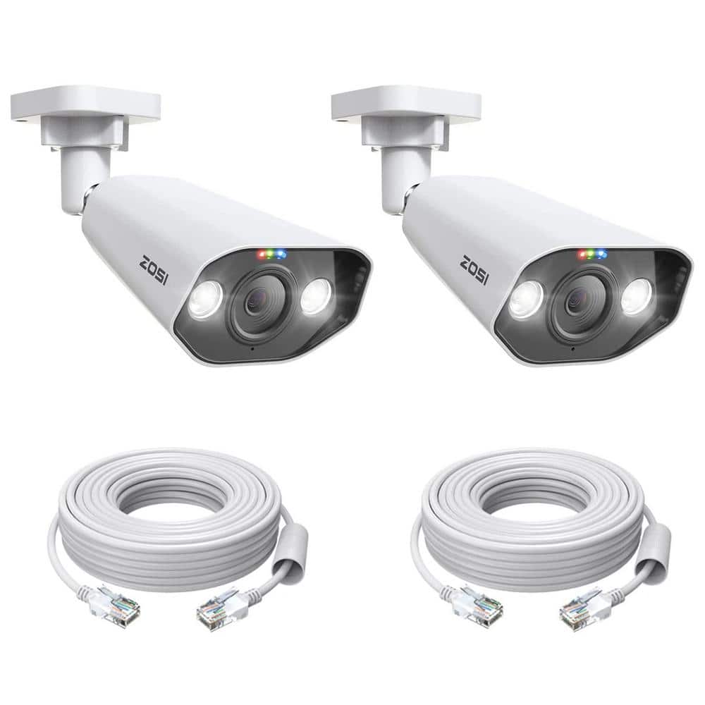 ZOSI ZG1828A 4K 8MP PoE Wired IP Home Security Camera, 2 Outdoor Cameras with 2-Way Audio, Only ...