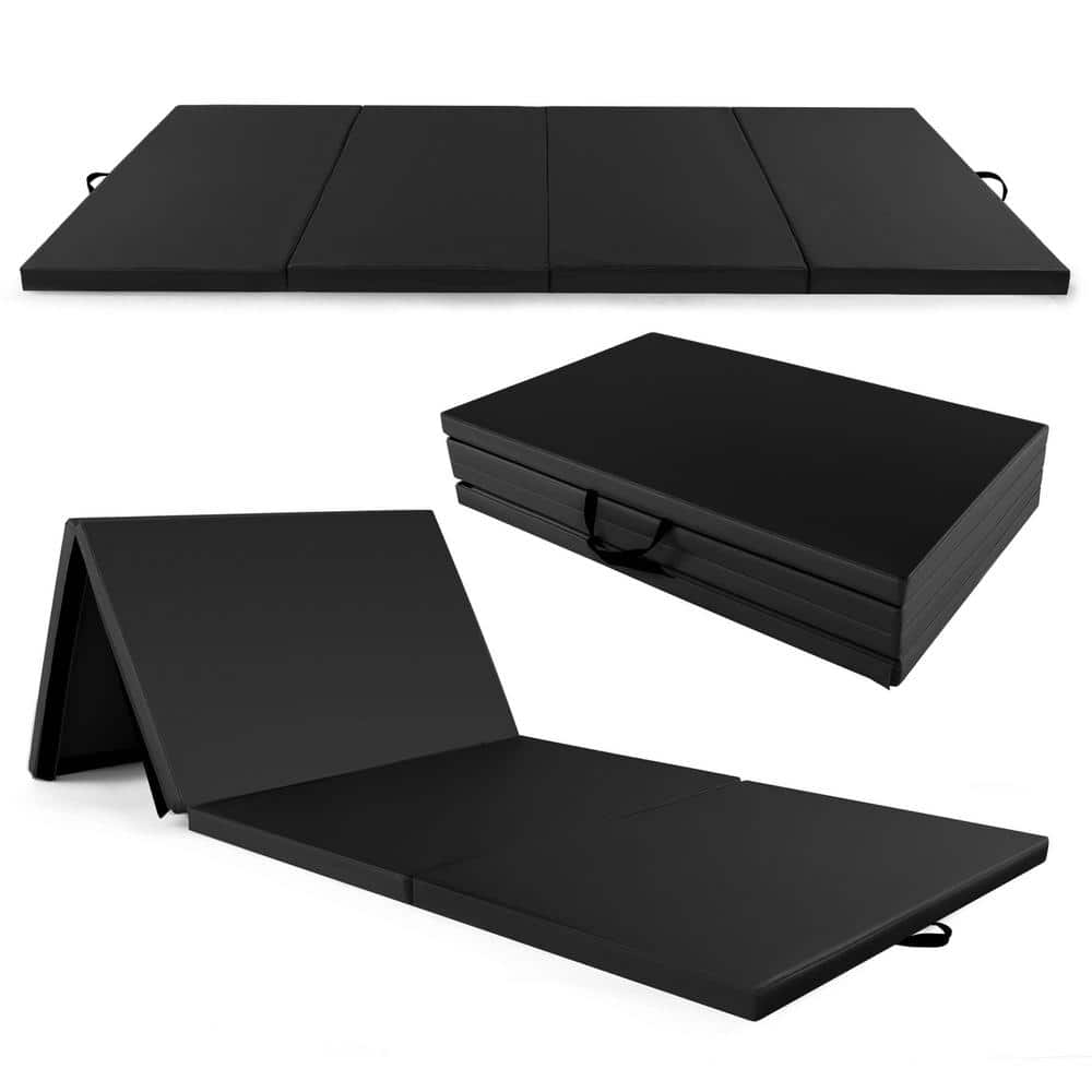 HONEY JOY 10 ft. x 4 ft. x 2 in. 4-Panel Folding Exercise Mat with ...