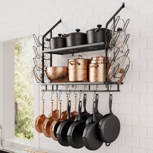 KES Matte Black 30 in. Wall Mount Rectangular Pot Rack for Kitchen 2 ...