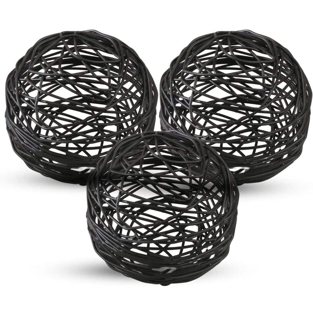 3-Pieces 4.5 in. Matte Black Handcrafted Metal Balls Modern Home Decor ...