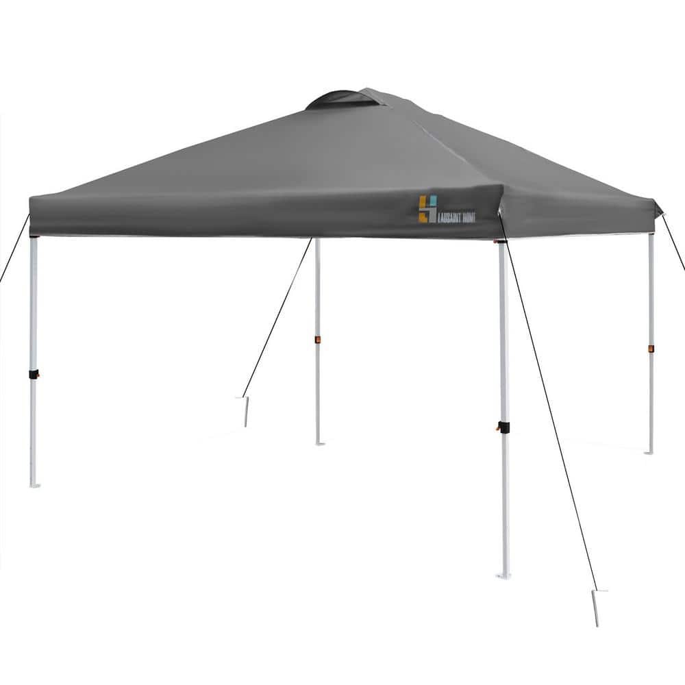 10 ft. x 10 ft. Grey Pop Up Portable Folding Instant Canopy Tent With ...