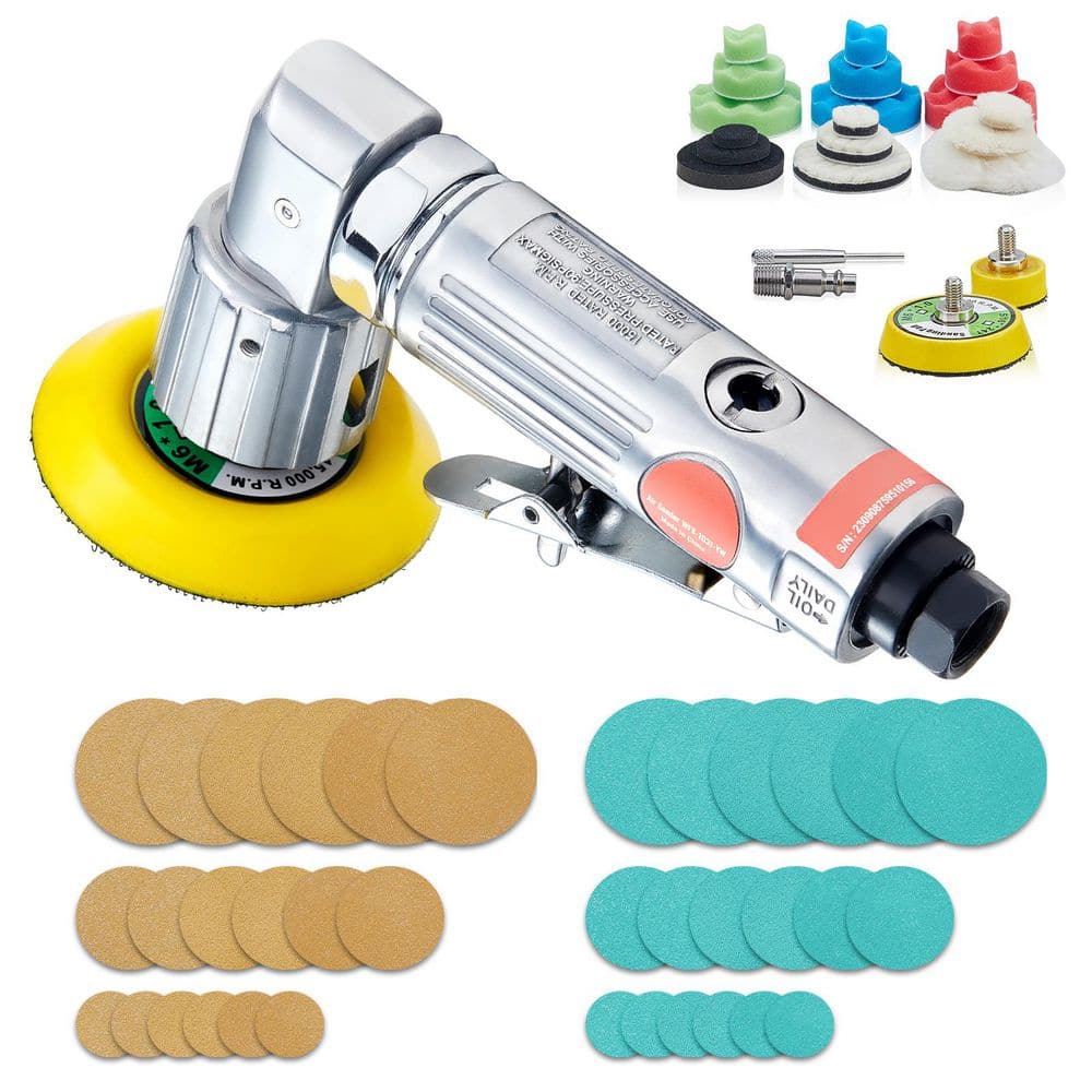 SKYSHALO 1/2/3 in. Random Orbital Air Sander, High-Speed 15000 RPM Mini ...