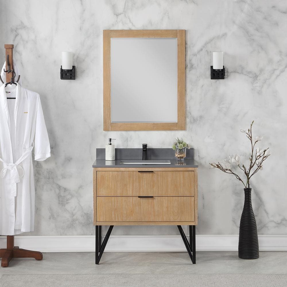 Altair Ivy 27.2 in. W x 36 in. H Rectangular Wood Framed Wall Bathroom ...