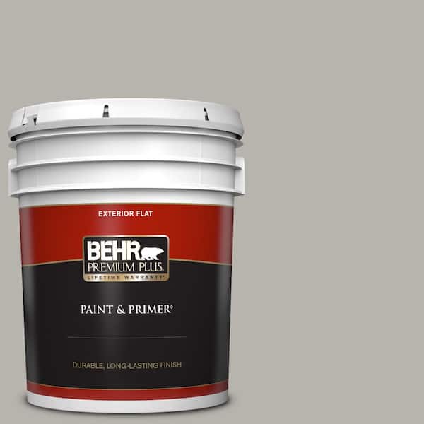 BEHR PREMIUM PLUS 5 gal. #PPU24-11 Greige Flat Exterior Paint & Primer ...