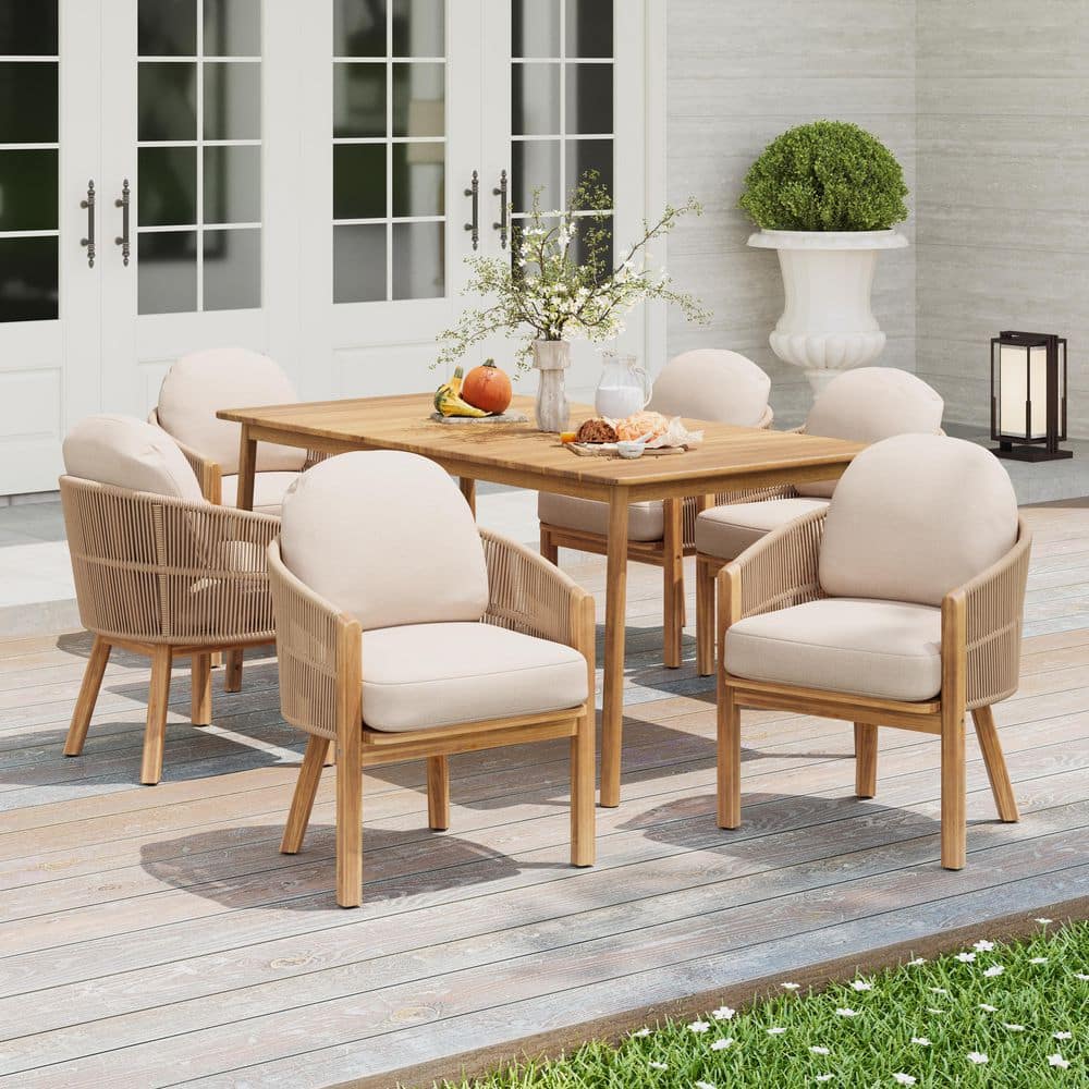 CHRISTOPHER KNIGHT HOME Grotta Boho 7-Piece Patio Rope Weave and Solid ...