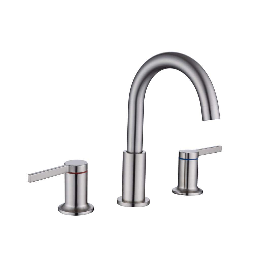 FLG 8 in. Widespread Double Handle Bathroom Faucet Drain Assembly 3 ...