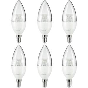 Sunlite 40-Watt Equivalent B10 Dimmable European E14 Base Clear Torpedo Tip Chandelier LED Light ...