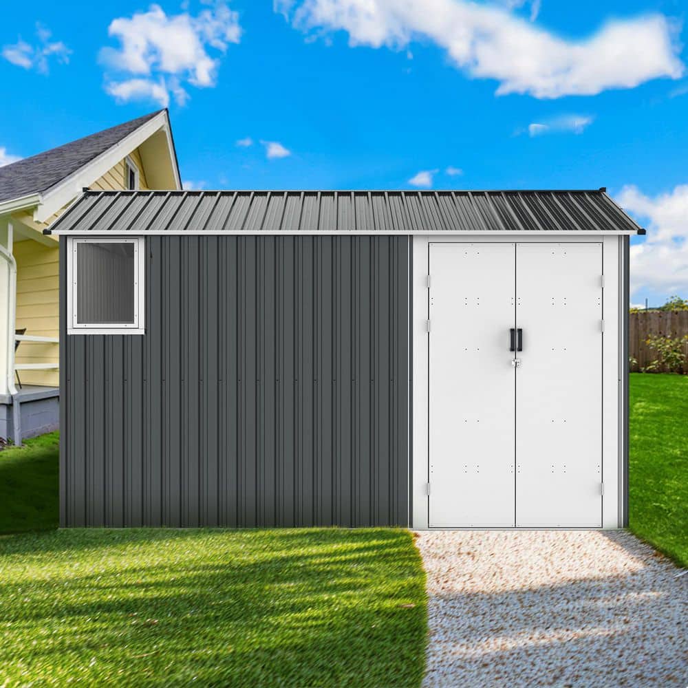 8 ft. W x 12 ft. D Outdoor Metal Storage Shed, Utility Tool House with ...