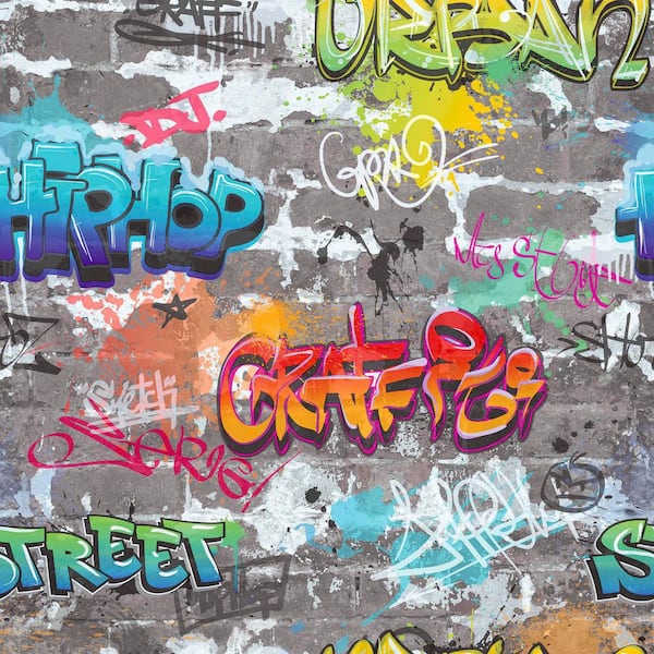 Advantage Graffiti Wall Multi-Colored Street Styles Wallpaper Sample ...