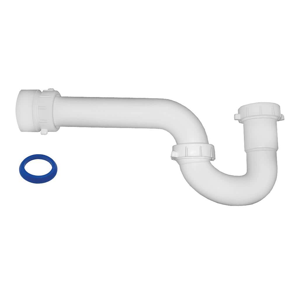 JONES STEPHENS 1-1/2 in. Slip Joint PVC P-Trap with Solvent Weld Marvel ...