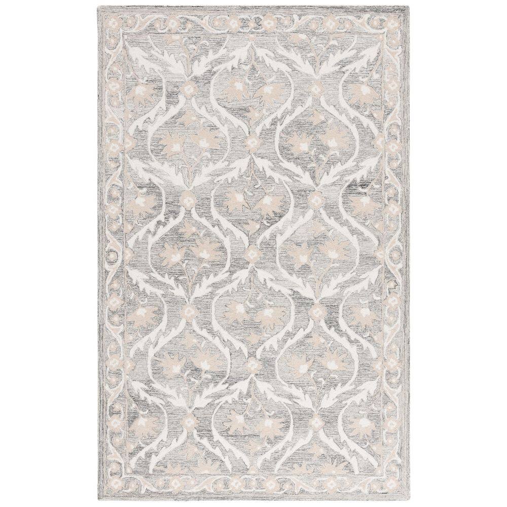 SAFAVIEH Blossom 5 ft. x 8 ft. Gray/Ivory Geometric Abstract Area Rug ...