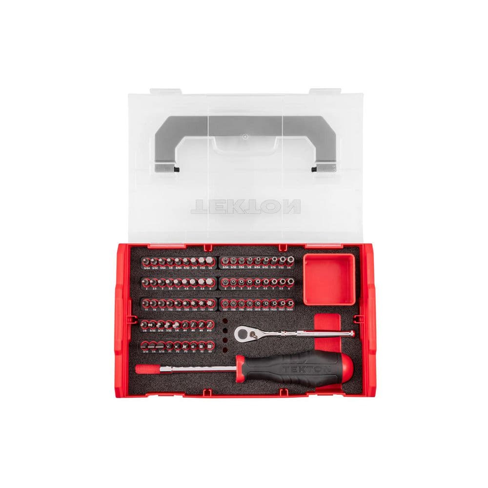 TEKTON 1/4 in. Driver and Multi-Bit Set with Mini Stacking Tool Box (74 ...