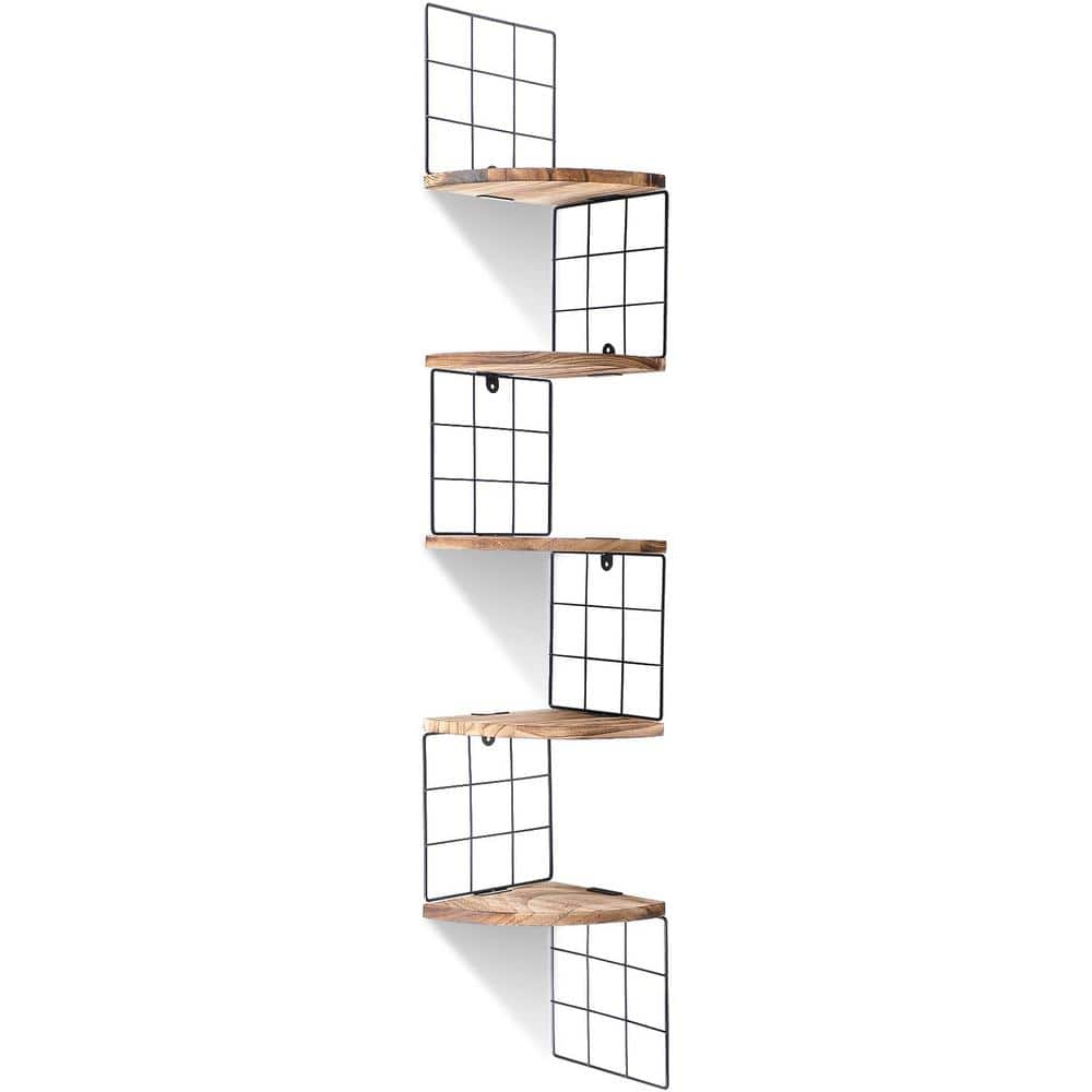 8 in. W x 8 in. D Decorative Wall Shelf, 5 Tier Boho Corner Shelf ...
