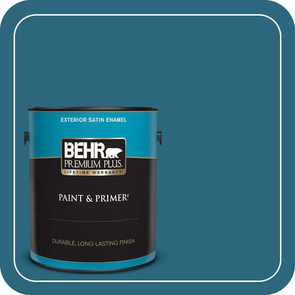 BEHR PREMIUM PLUS 1 gal. #M480-7 Ice Cave Satin Enamel Exterior Paint ...