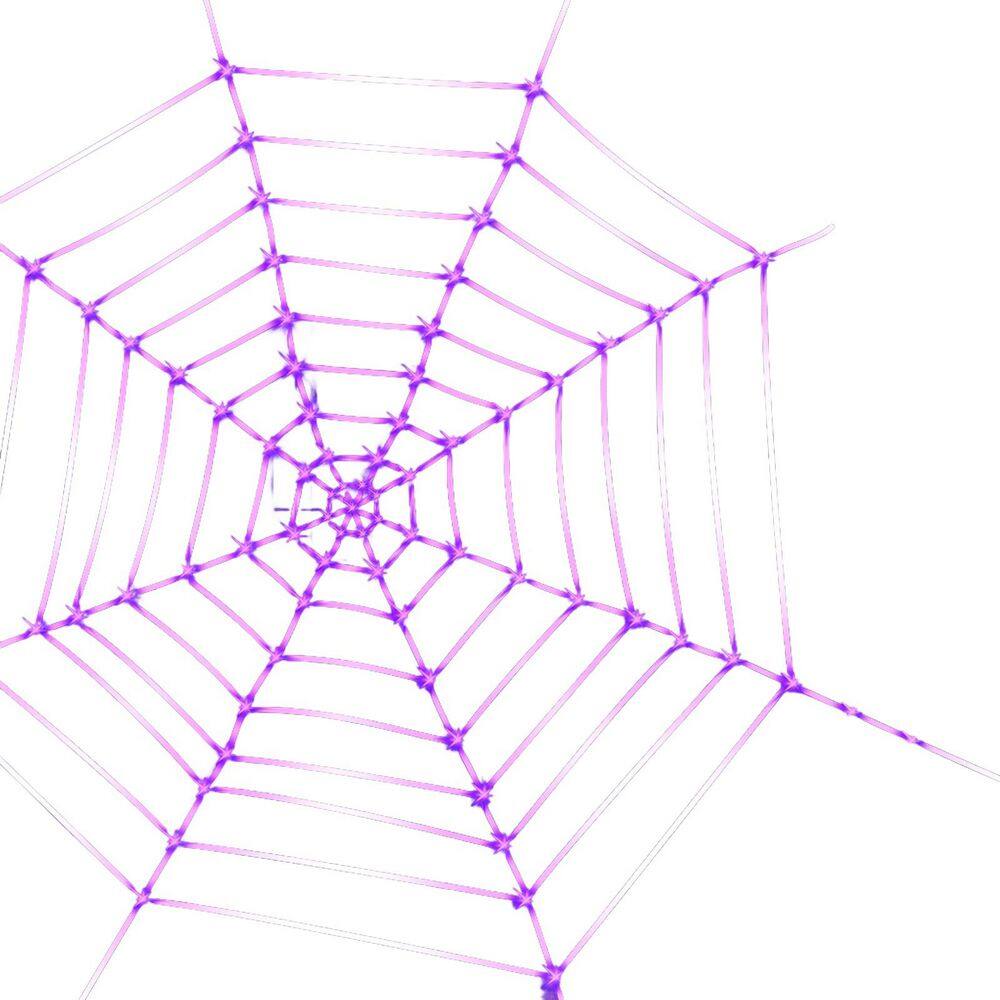 OGETFUUR 12 ft. Dia Giant 120-Count Light Up Lighted Purple Spider Web ...