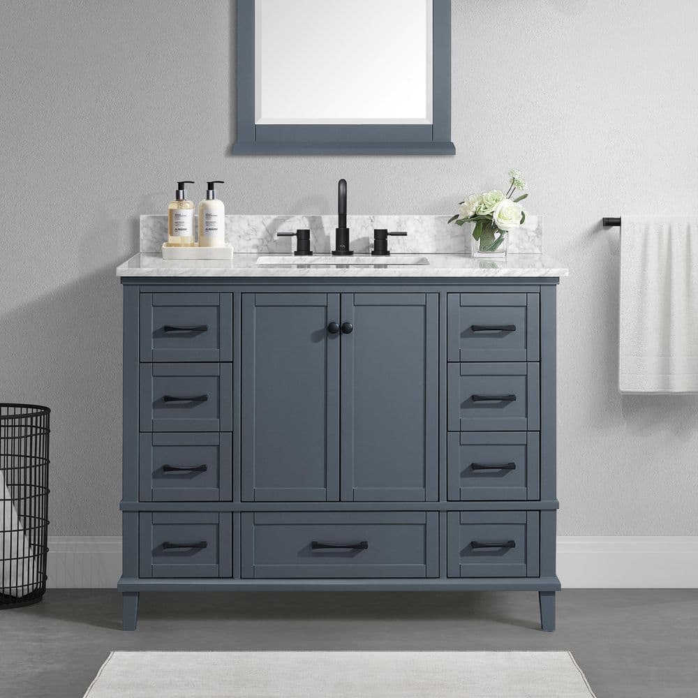 Home Decorators Collection Merryfield 43 in. Single Sink Dark Blue-Grey ...