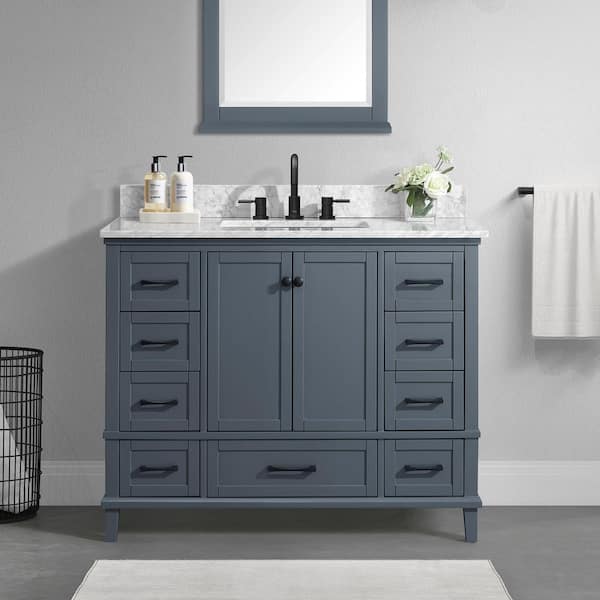 Home Decorators Collection Merryfield 43 in. Single Sink Dark Blue-Grey ...