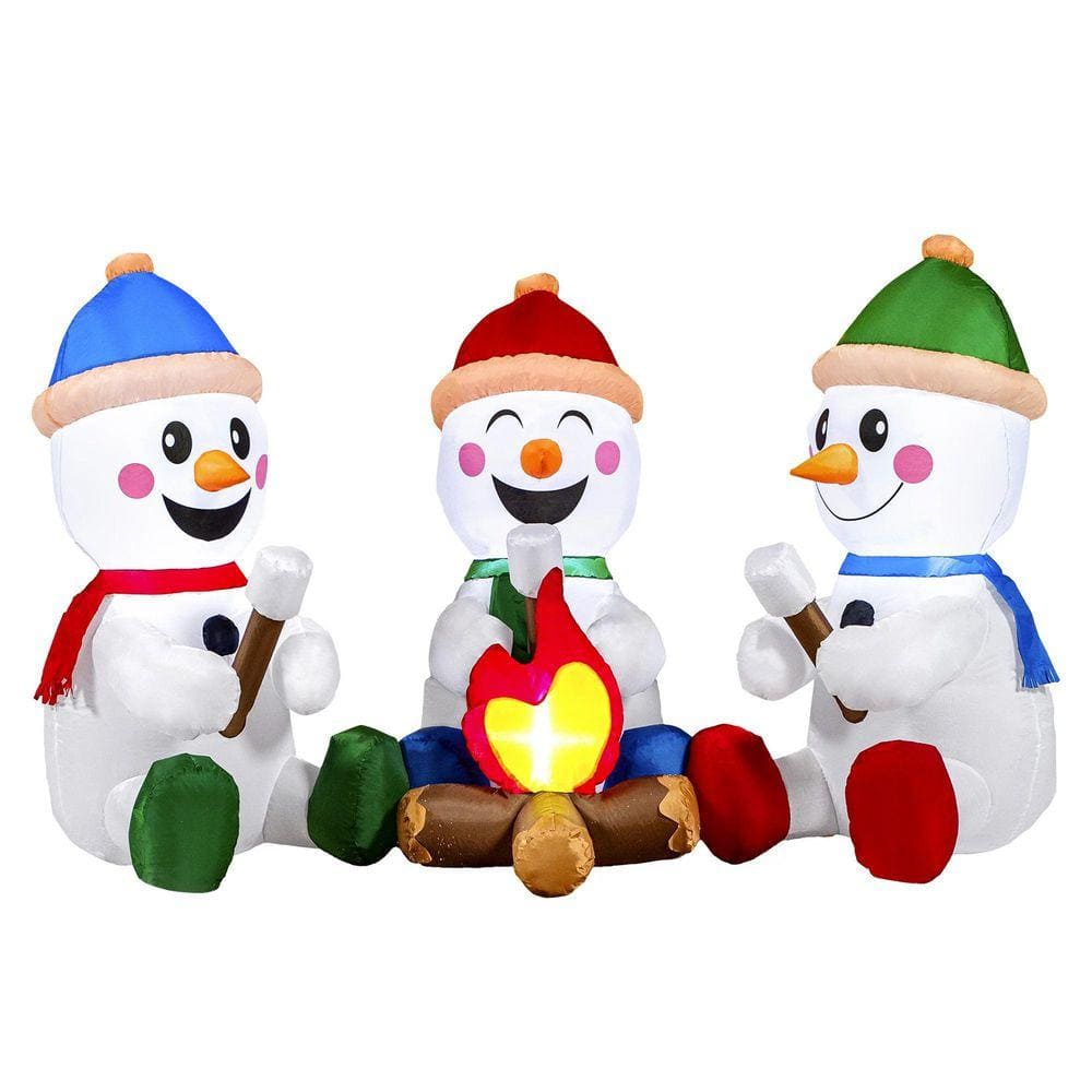 Joyfy 6ft Long Small Snowmen with Campfire Christmas Inflatable 31671-B ...
