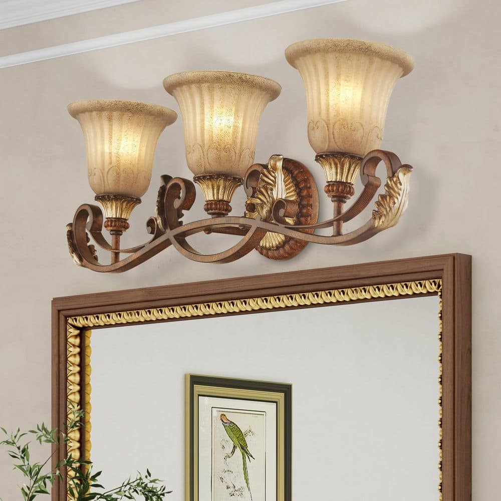 AVIANCE LIGHTING Chaumont 3 Light Verona Bronze with Aged Gold Leaf ...