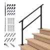 Angel Sar 4 ft. Black Iron 4-Step Handrail, Stair Railing Kit for Porch ...