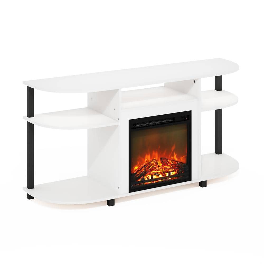 Furinno Jensen Open 47.27 in. Freestanding Wood Electric Fireplace TV ...