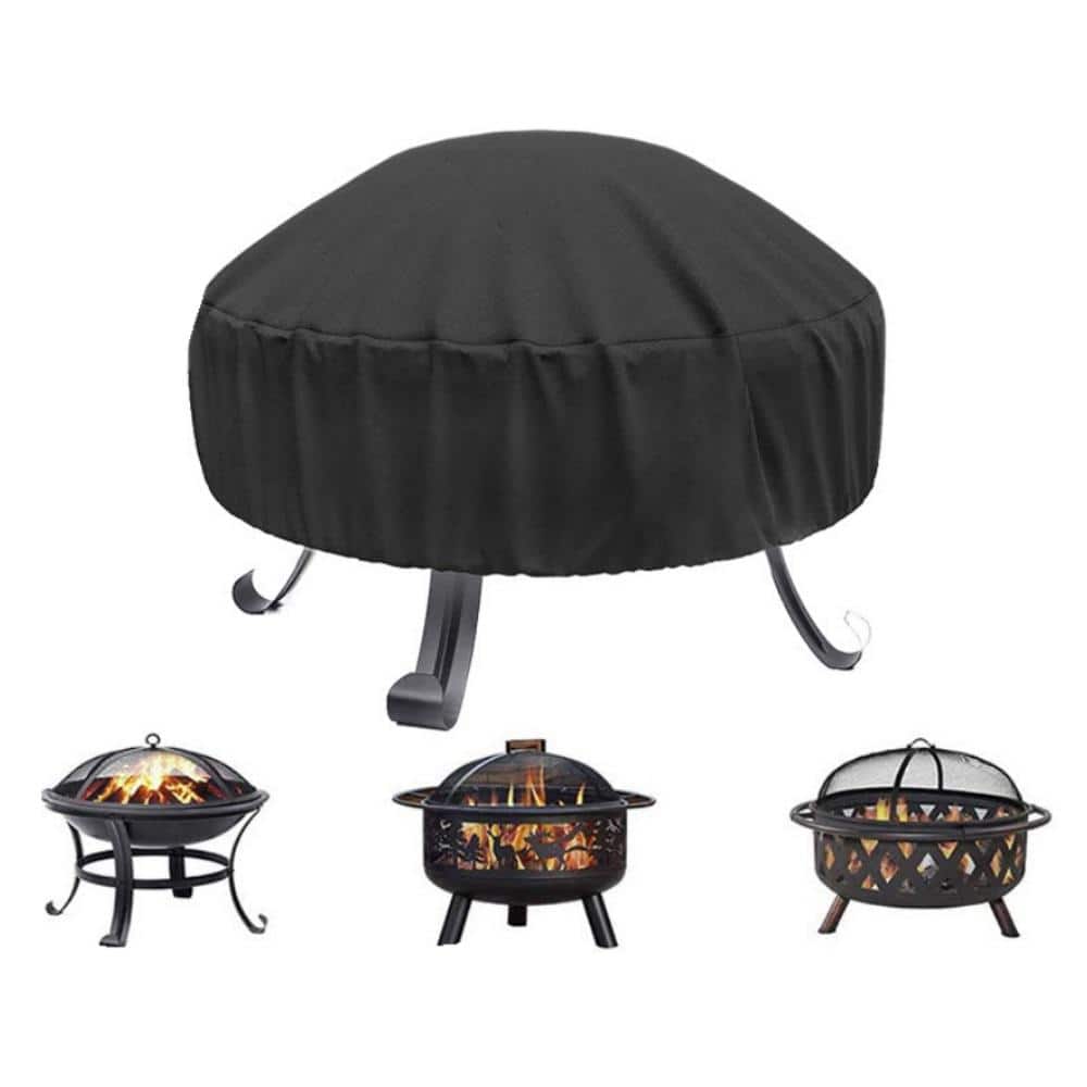 Shatex 40 in. Black Durable Weather-Resistant Round Fire Pit Cover ...