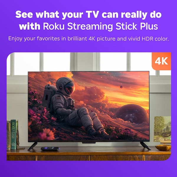Roku Roku Streaming Stick Plus 2025-4K and HDR Roku Streaming Device for TV with Voice Remote ...