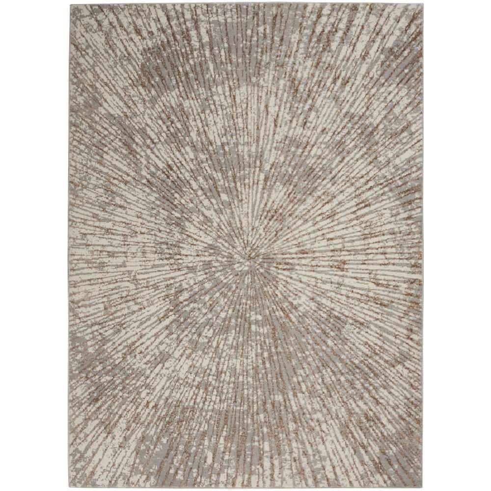 Nourison Glow Grey Mocha 6 ft. x 9 ft. Abstract Contemporary Area Rug ...