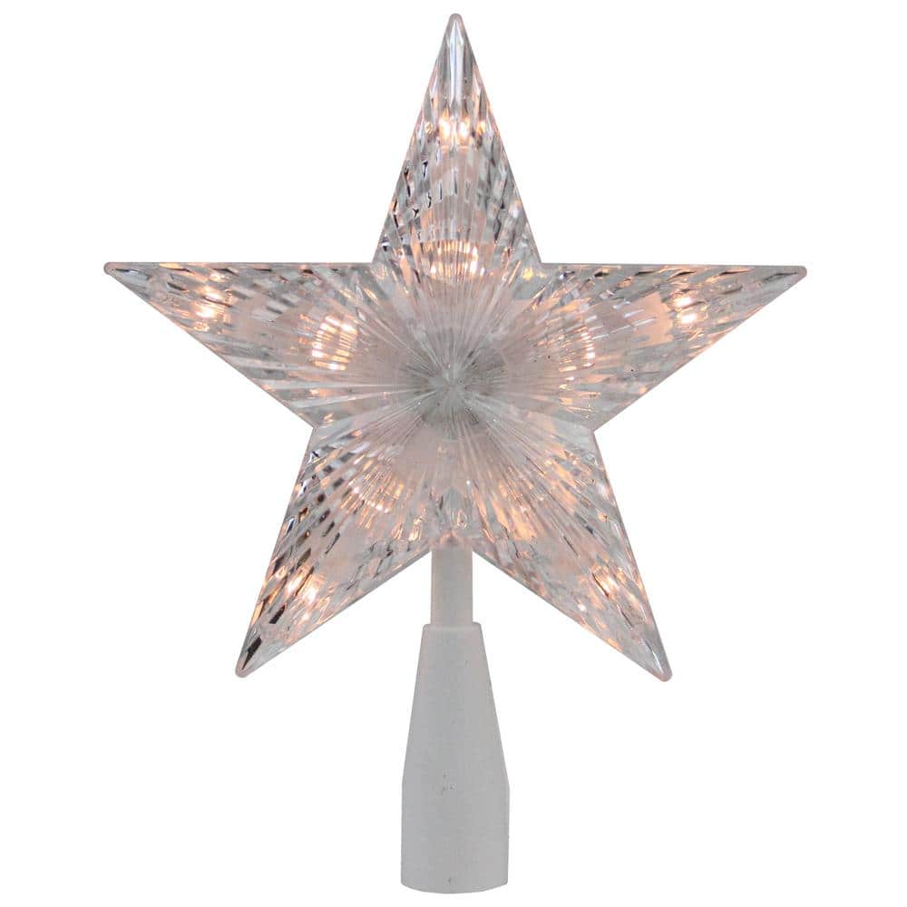 Northlight 7 in. Traditional 5-Point Star Christmas Tree Topper - Clear ...