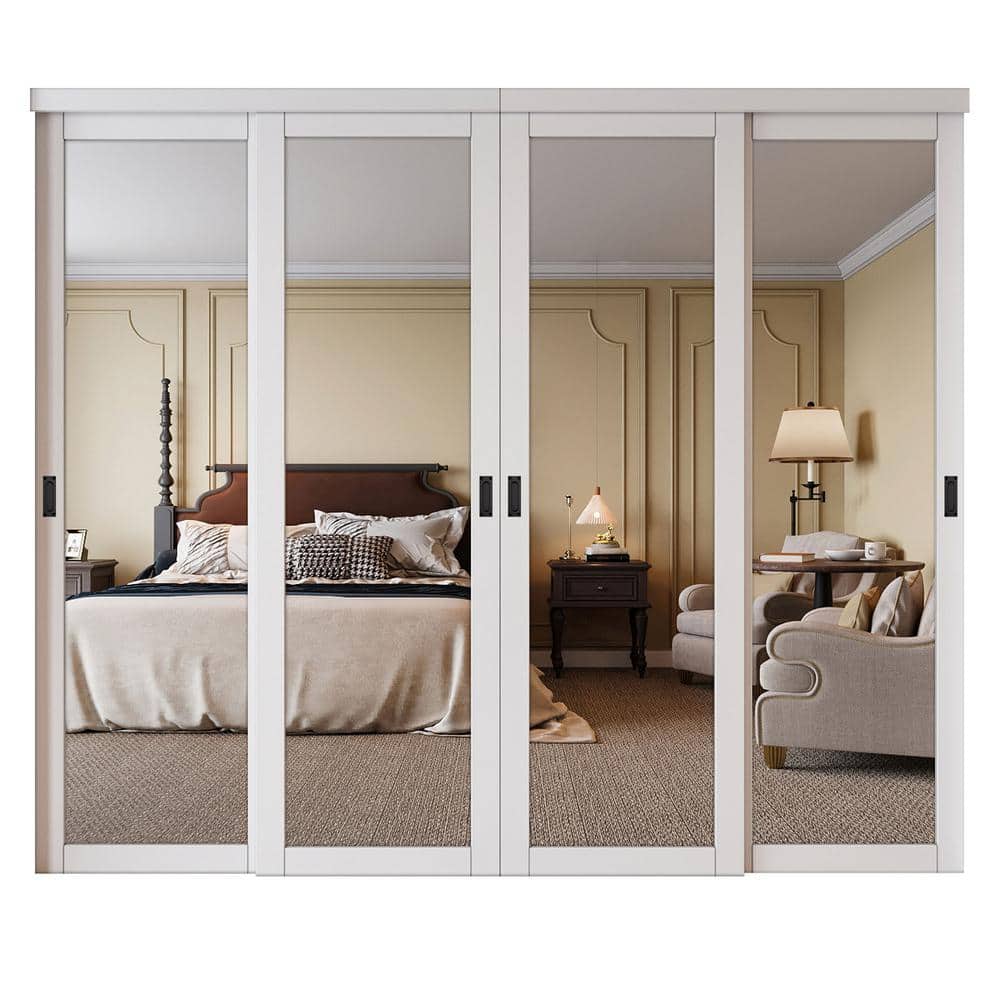 ARK DESIGN 97 in. x 78 in. Solid Core 1-Lite Mirror White Primed MDF ...